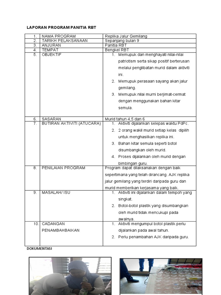 Laporan Program Panitia RBT | PDF