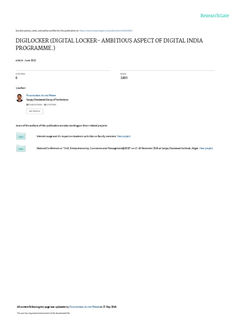 Digilocker (Digital Locker-Ambitious Aspect of Digital India Programme ...