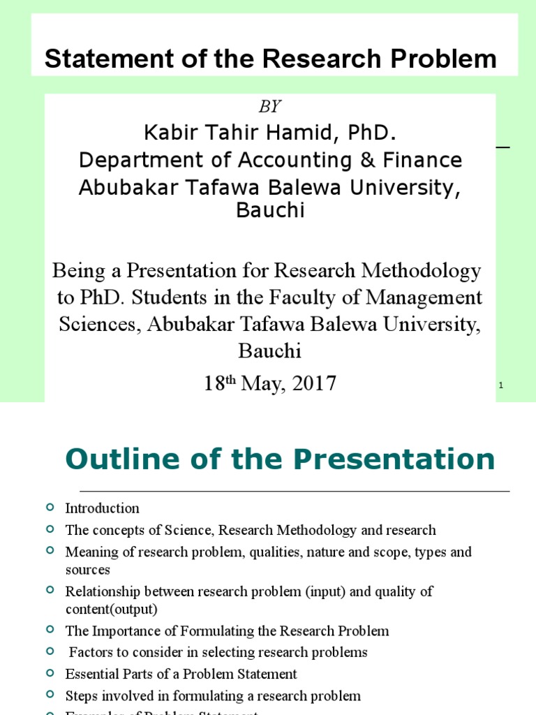 Statement of The Research Problem | PDF | Scientific Method | Science