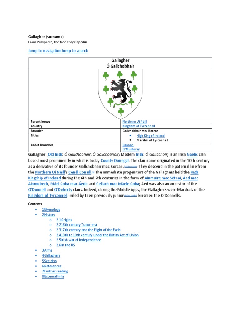 A History of the Gallagher Clan: Origins, Etymology, and Branches of an ...