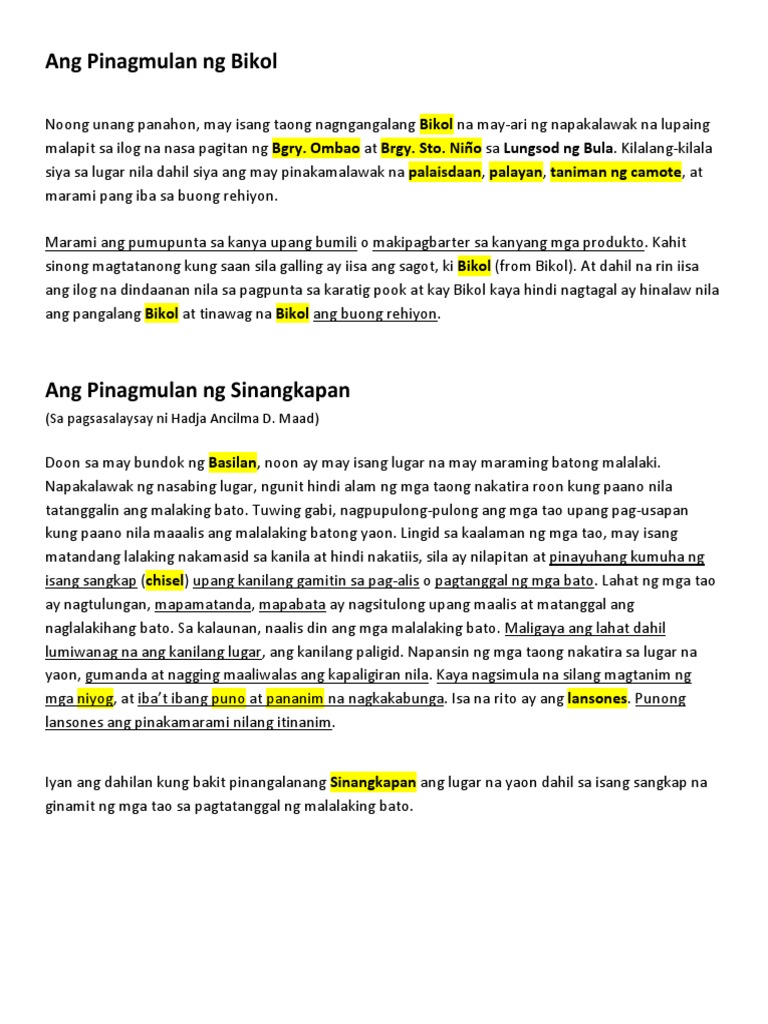 Ang Pinagmulan NG Bikol | PDF