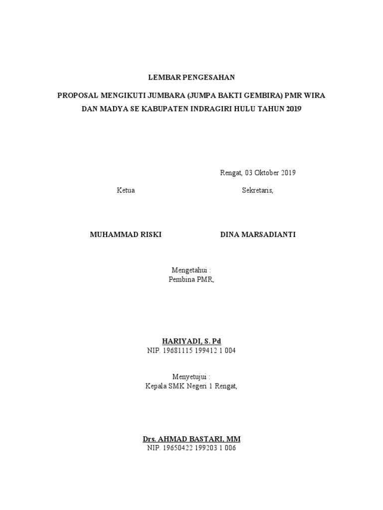 Proposal Jumbara PMR Wira 2019 | PDF