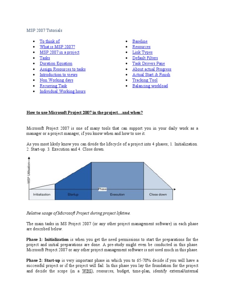 MSP 2007 Tutorials: How To Use Microsoft Project 2007 in The Project ...