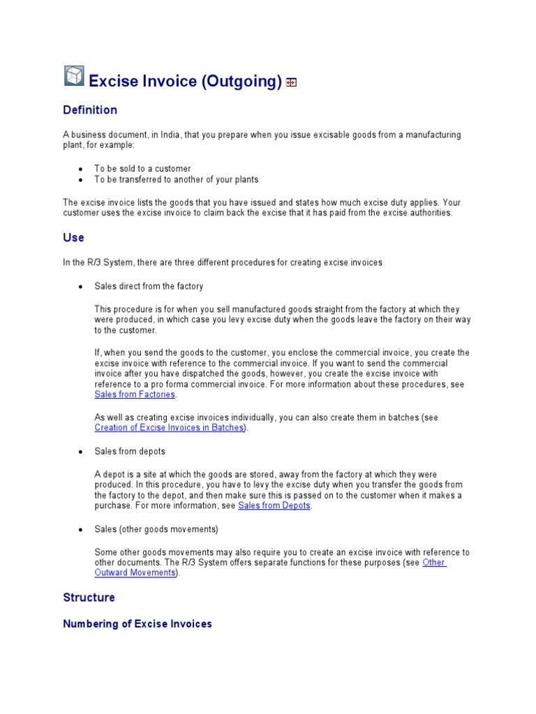 Excise Invoice (Outgoing) : Numbering of Excise Invoices | PDF | Debits ...