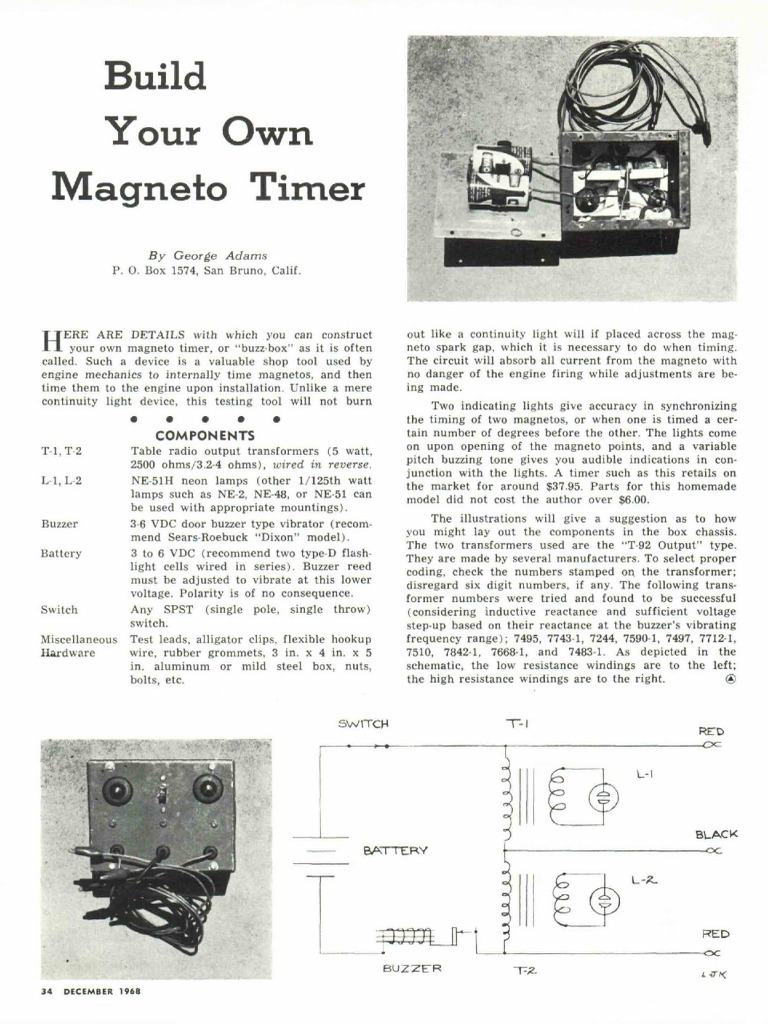 Build Your Own Magneto Timer | Download Free PDF | Transformer | Switch