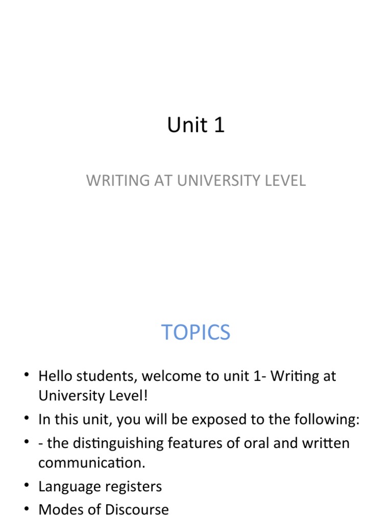 Unit 1: Writing at University Level | PDF | Essays | Neuropsychological ...