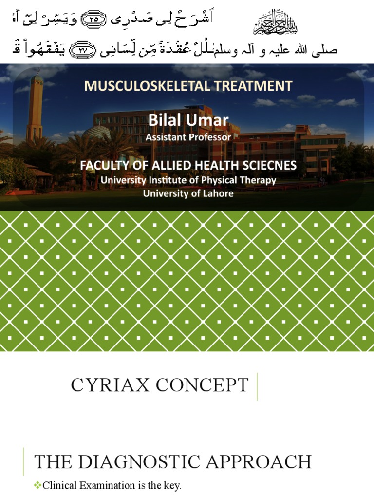 Cyriax Concepts and Musculoskeletal Treatment Approaches for Peripheral ...