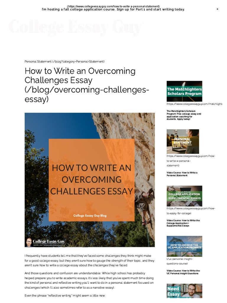 How To Write An "Overcoming Challenges" - College Essay Guy1 | PDF ...