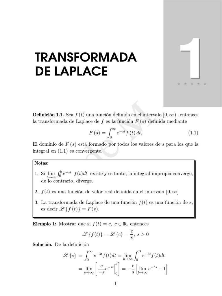 Definición y Ejemplos de Transformada de Laplace | PDF | Transformada ...
