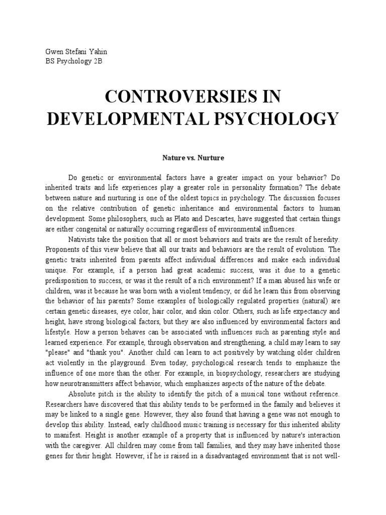 Controversies in Developmental Psychology | PDF | Developmental ...