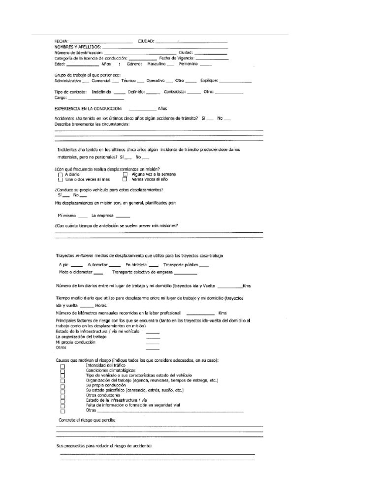 Formato de Encuesta PESV | PDF