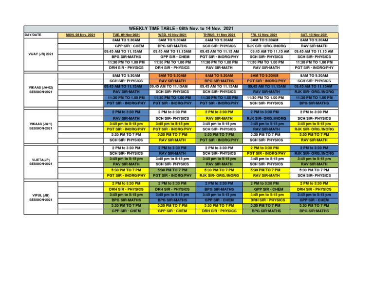 Time Table 2021-22-1 | PDF | Cooking, Food & Wine | Foreign Language ...