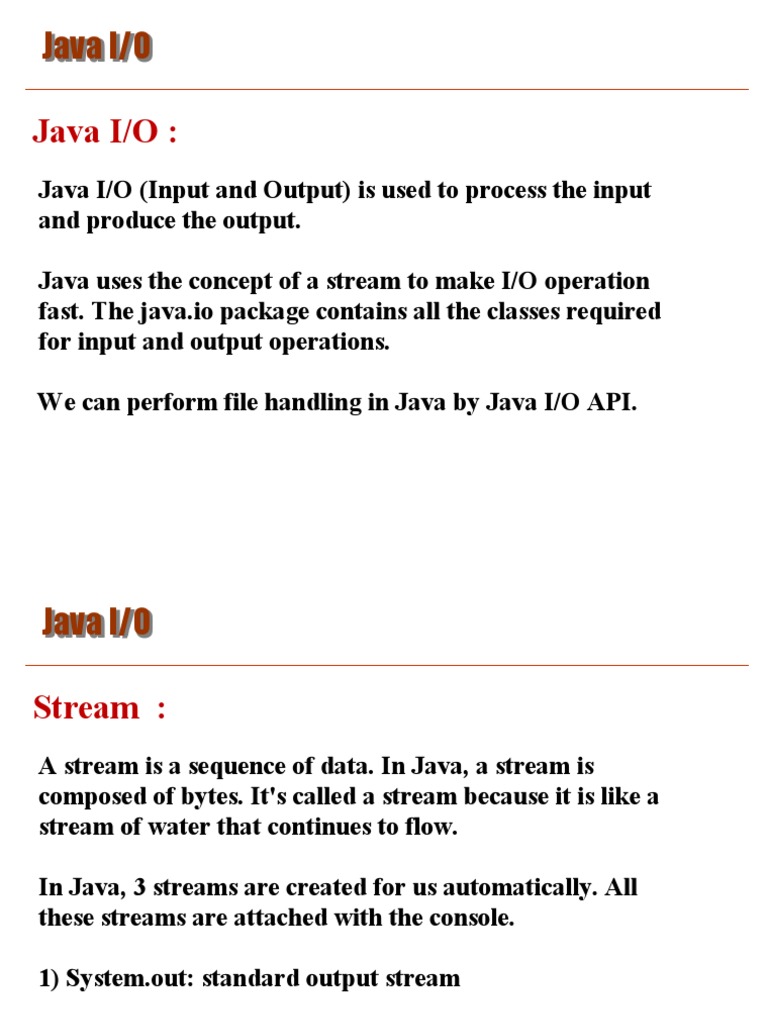 Java - Input-Output | PDF | Input/Output | Class (Computer Programming)