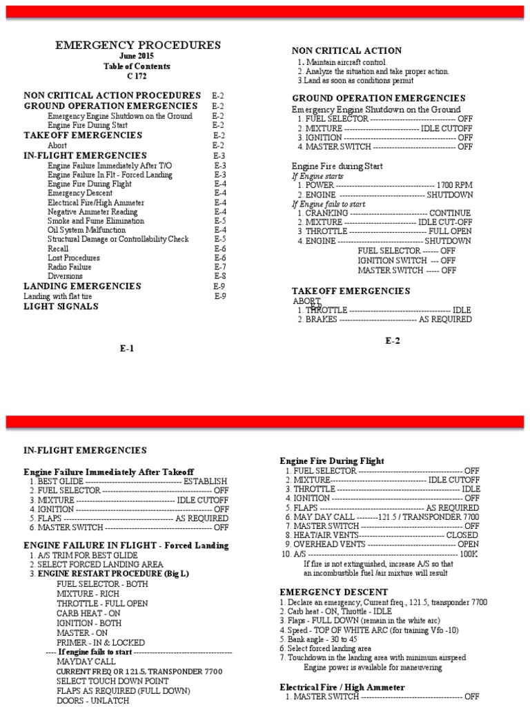 Ac Emergency Procedures c172 | PDF | Turbine Engine Failure | Runway