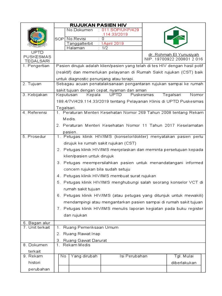 Sop Rujukan Hiv | PDF