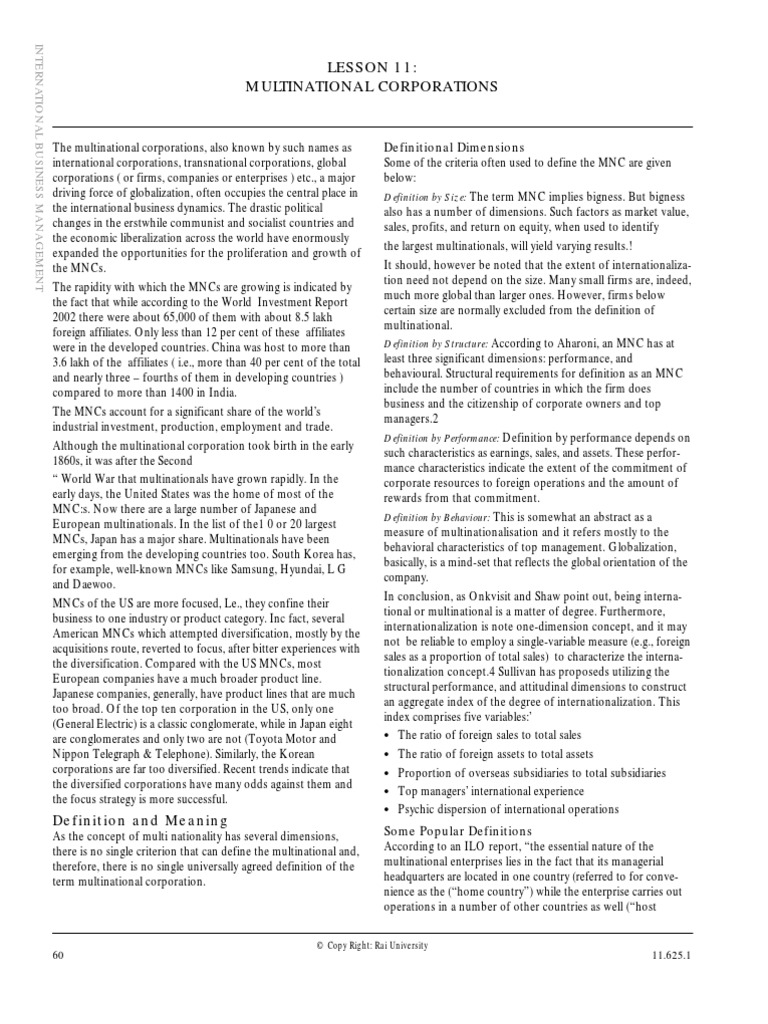 MNCs | PDF | Multinational Corporation | International Business