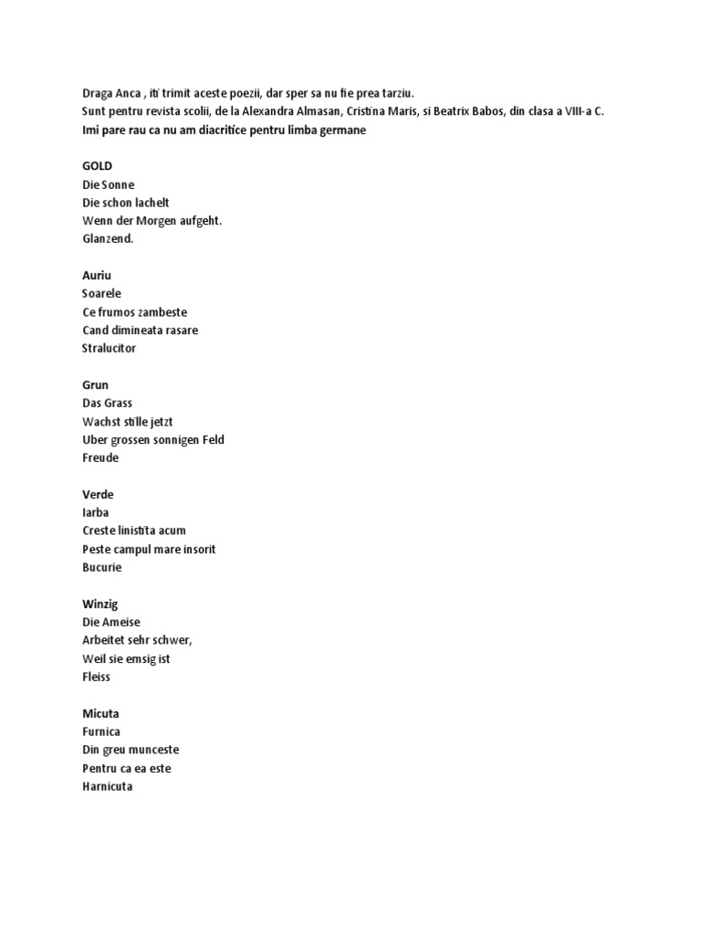 Poezii Germana | PDF