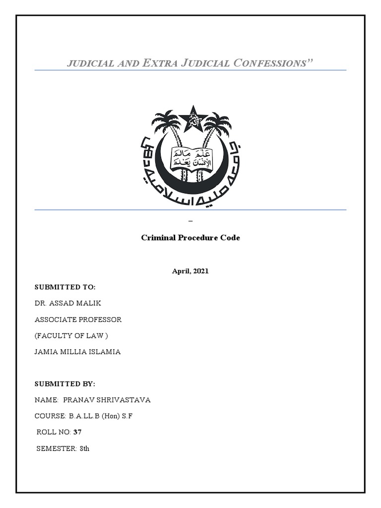 Judicial AND Xtra Udicial Onfessions: Criminal Procedure Code | PDF ...