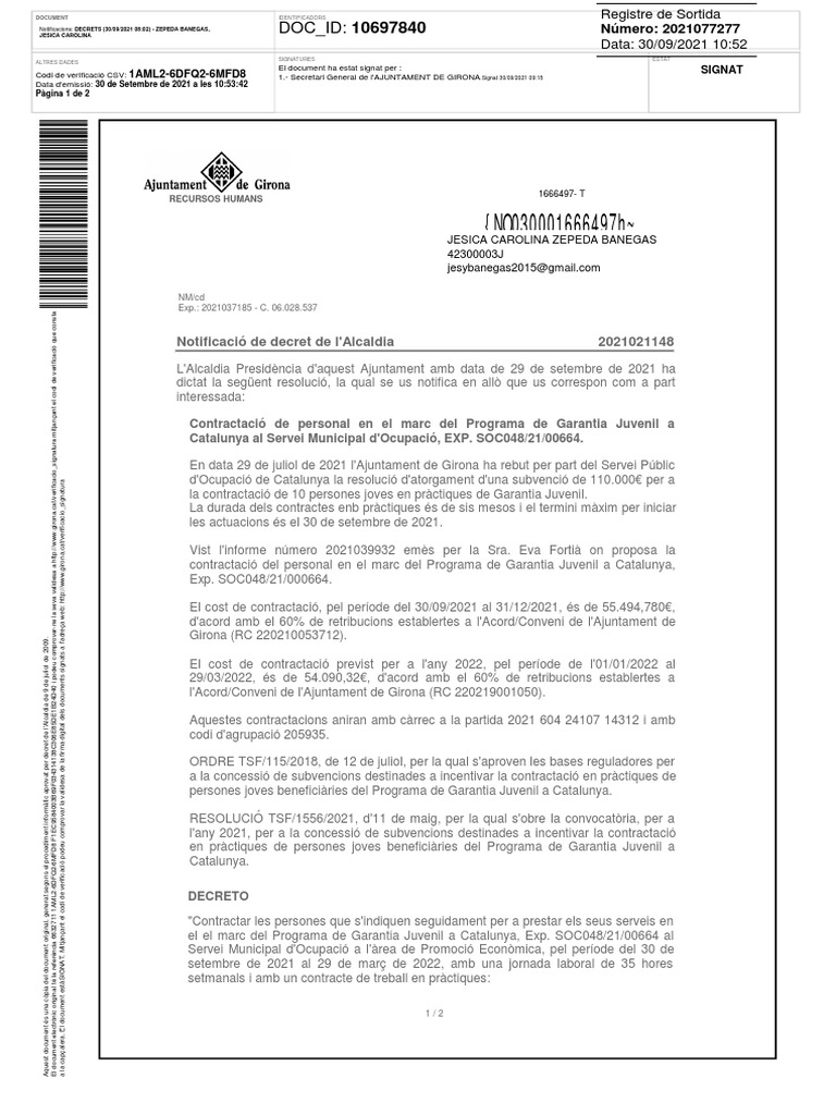 ID: 10697840: Notificació de Decret de L'alcaldia 2021021148 | PDF
