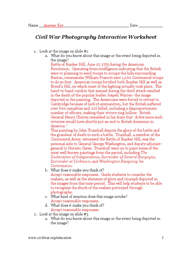 Civil War Photography Interactive Worksheet | PDF | Imaging