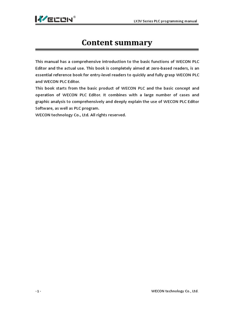 WECON PLC Programming Manual V1.0.3 | PDF | Programmable Logic Controller | Power Supply