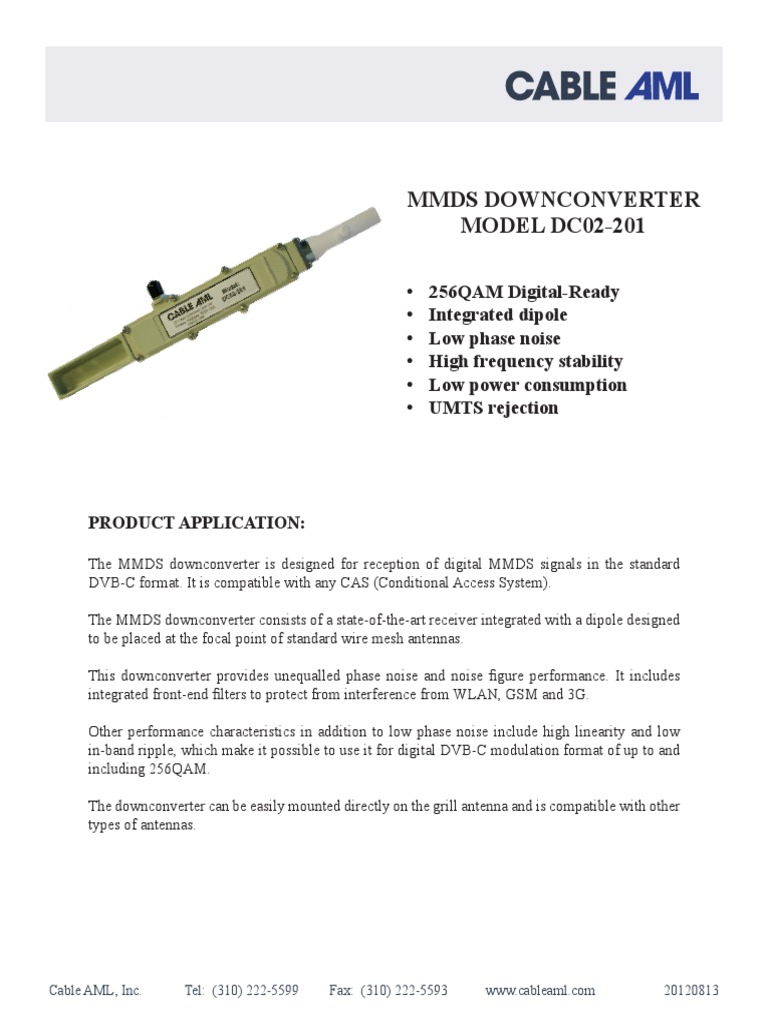 Mmds Downconverter MODEL DC02-201 | PDF | Antenna (Radio) | Decibel