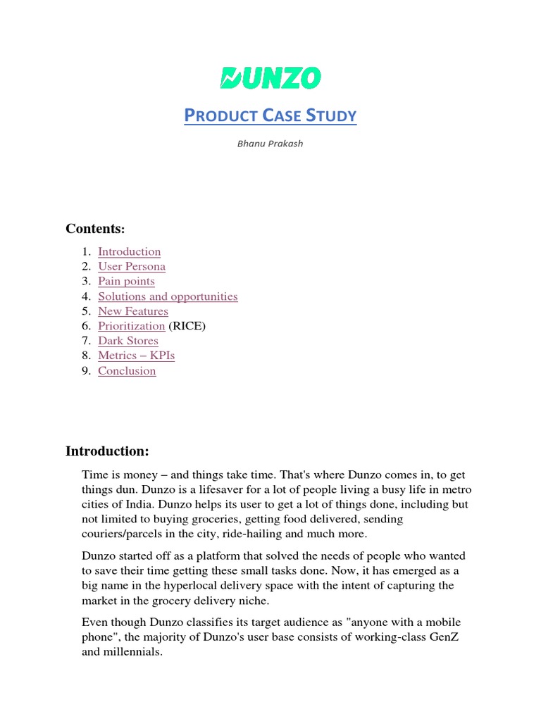 Dunzo Prod Man Case Study | PDF | Delivery (Commerce) | Grocery Store