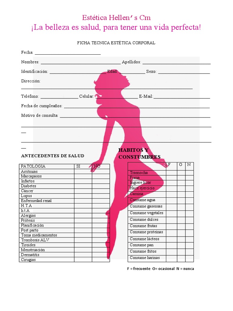 Ficha Tecnica Estética Corporal | PDF | Lavado de manos