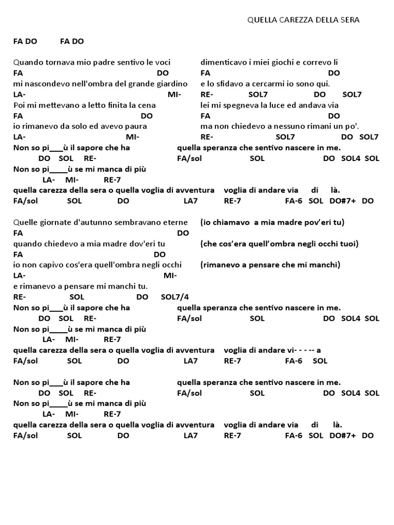 011 Quella Carezza Della Sera | PDF