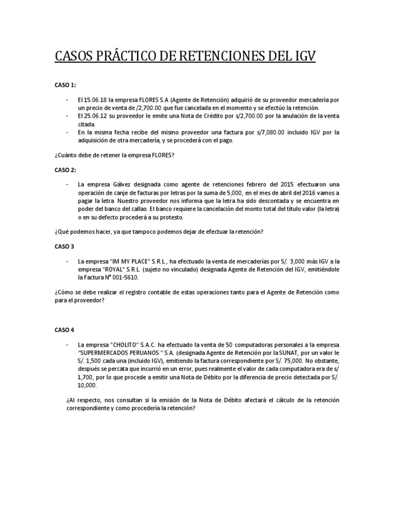 Casos Prácticos RETENCIONES | PDF | Economias | Servicios financieros