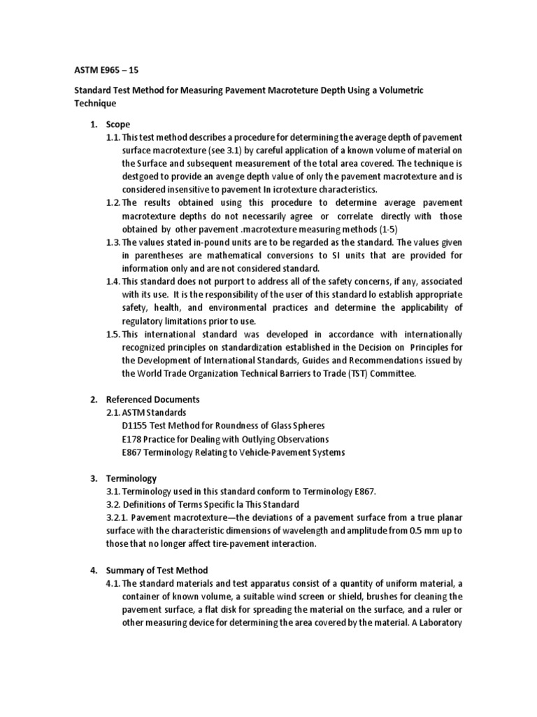 Astm E965 | PDF | Road Surface | Volume