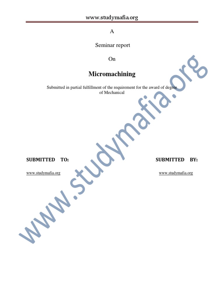 Mech Micromachining Report | Download Free PDF | Laser | Machining