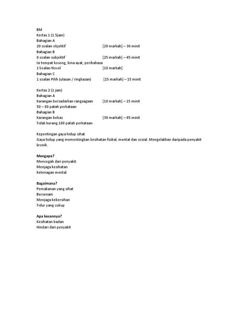 Karangan PT3 Tema Kesihatan | PDF