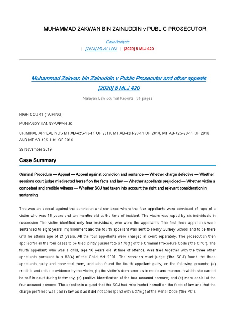 Muhammad Zakwan Bin Zainuddin V Public Prosecutor and o | PDF ...