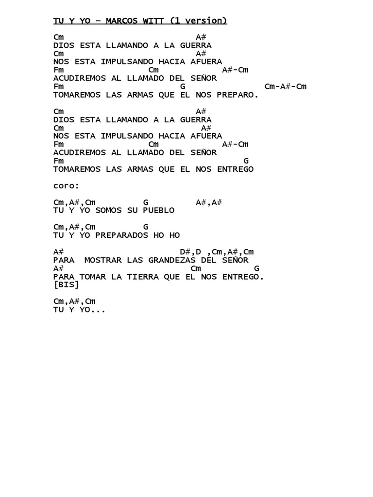 Acordes y Tablaturas Tu y Yo | PDF