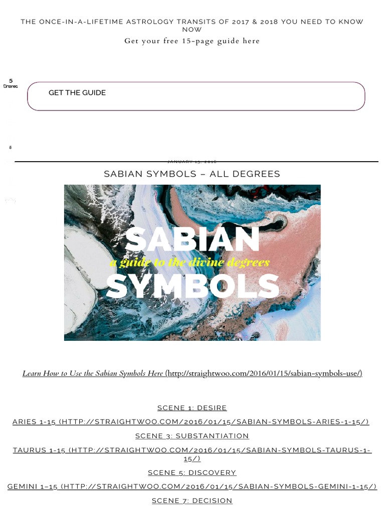 Sabian Symbols - All Degrees: Get Your Free 15-Page Guide Here | PDF