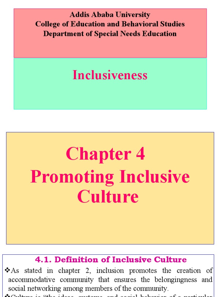 Chapter 4 - FINAL Promoting Inclusive Culture | PDF | Social Exclusion ...