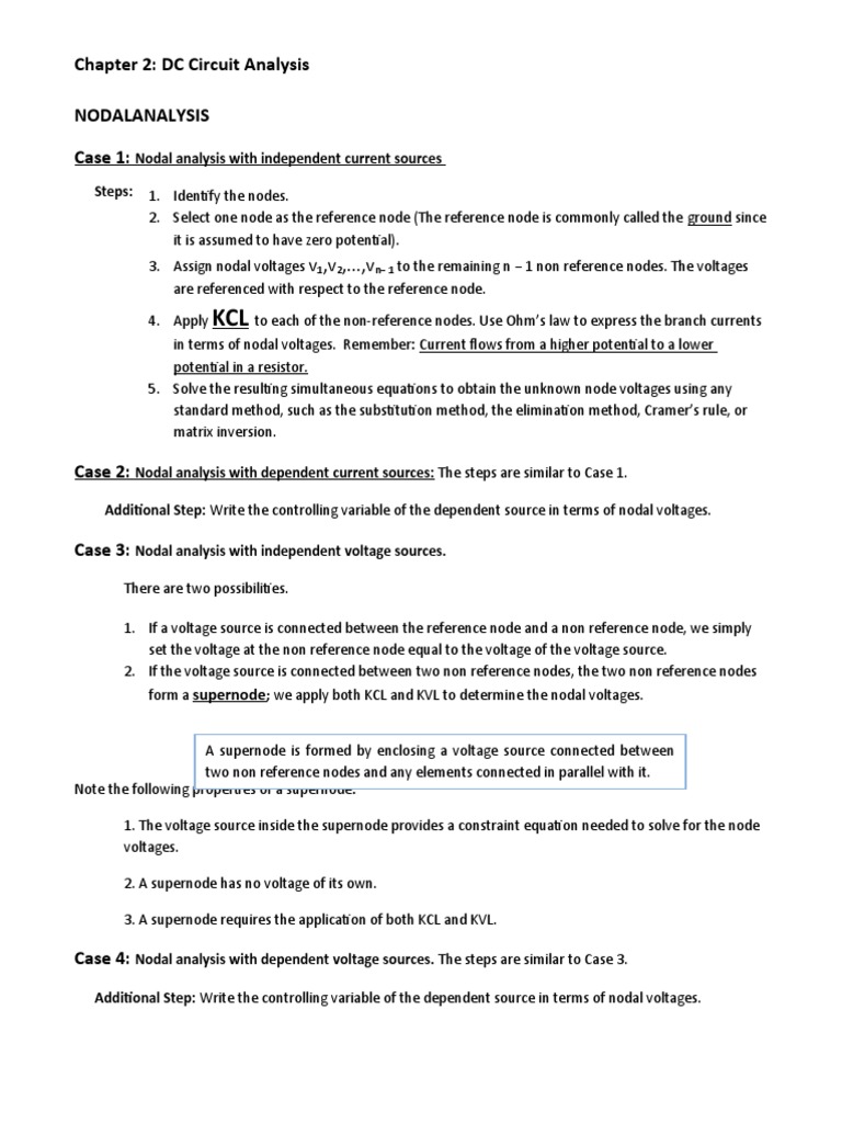Chapter 2: DC Circuit Analysis Nodalanalysis Case 1:: Supernode | PDF ... Chapter 2: DC Circuit Analysis Nodalanalysis Case 1:: Supernode | PDF ...