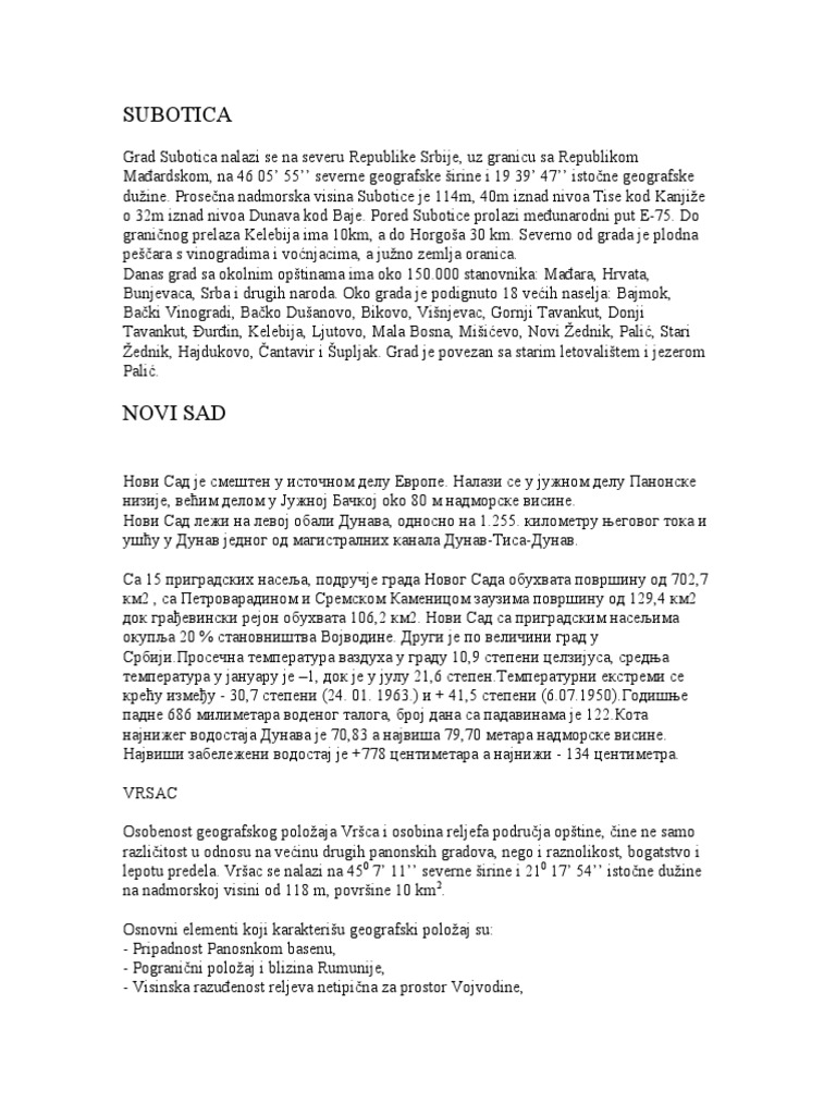 Gradovi Srbije | PDF
