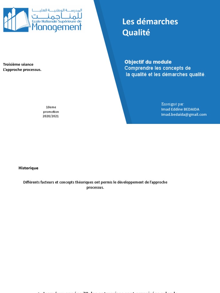 Approche Processus et Démarches Qualité | PDF | Business | Économie