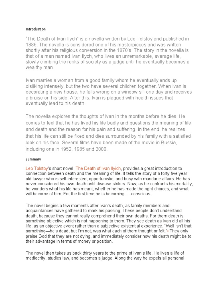 Leo Tolstoy The Death of Ivan Ilyich | PDF