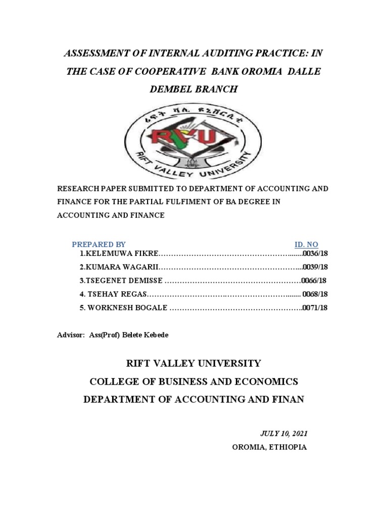 EDITED INTERNAL AUDITING RESEARCH PAPER First ...... RETA | PDF ...