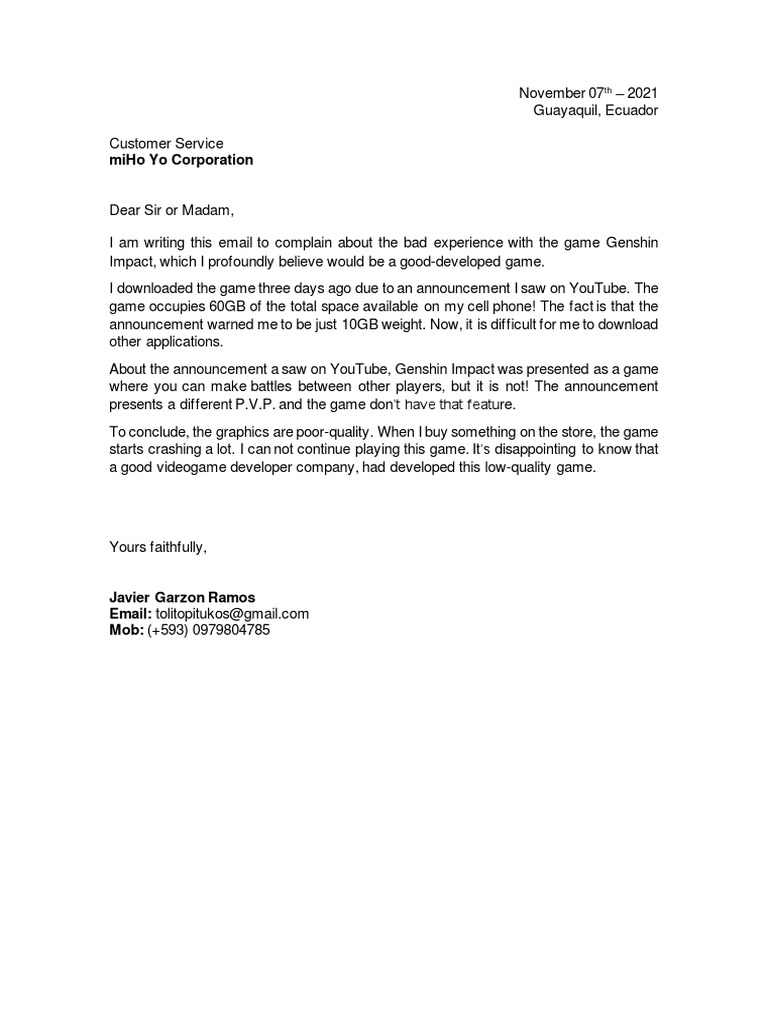 Formal Letter - Vantage | PDF