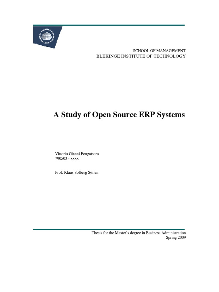 Vittorio Fougatsaro Open Source ERP Systems Thesis | PDF
