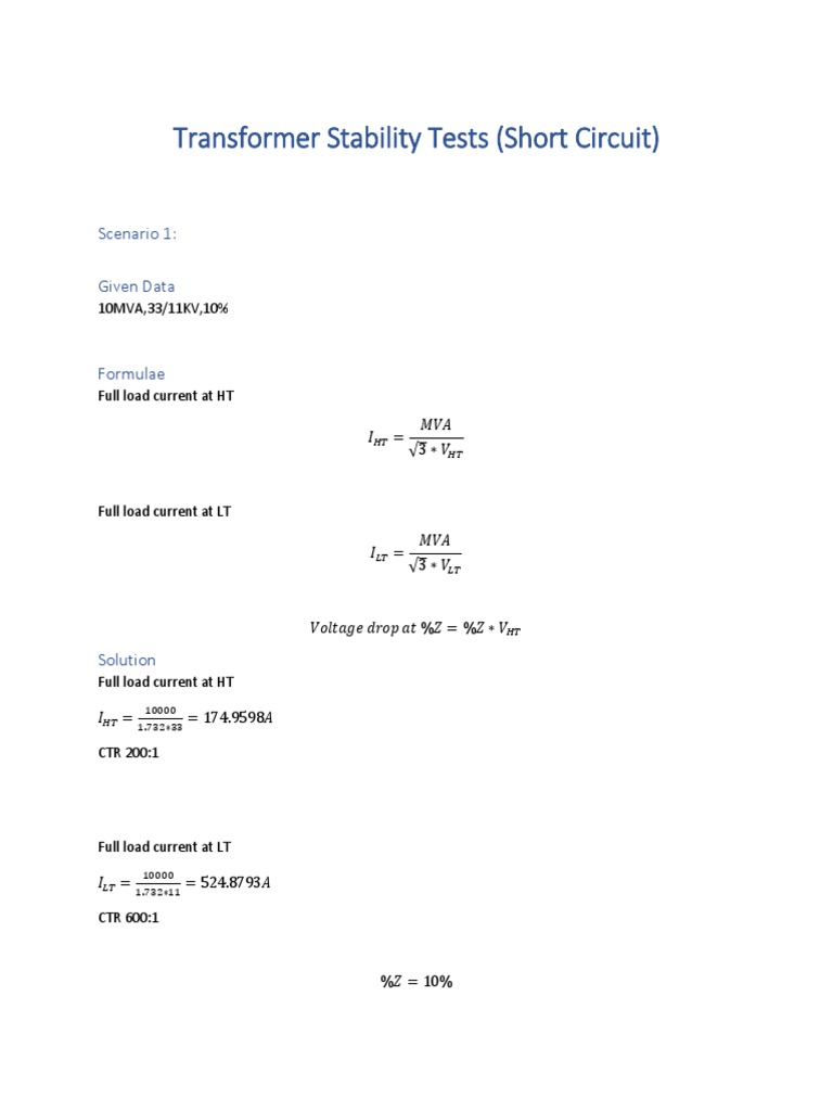 Transformer Stability Tests: Analyzing Short Circuit Scenarios to ...