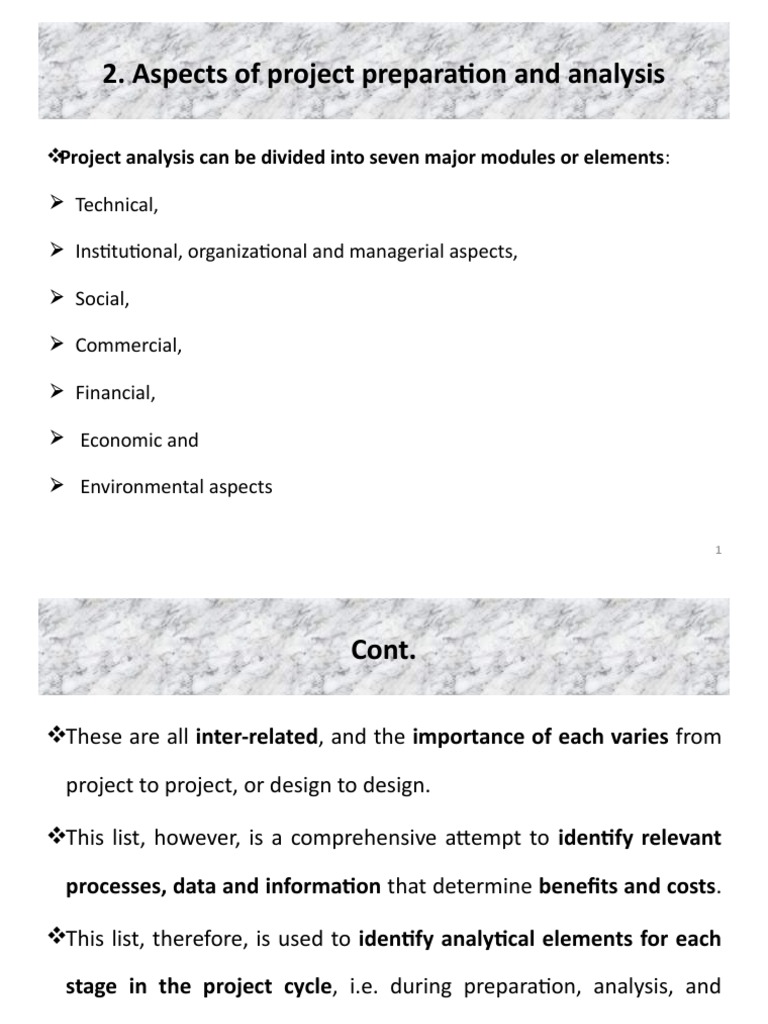 Aspects of Project Preparation and Analysis | PDF | Economics | Cost