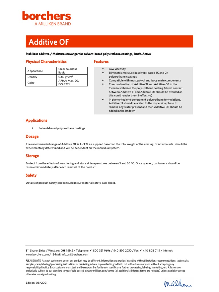 Additive OF TDS | PDF | Polyurethane | Density