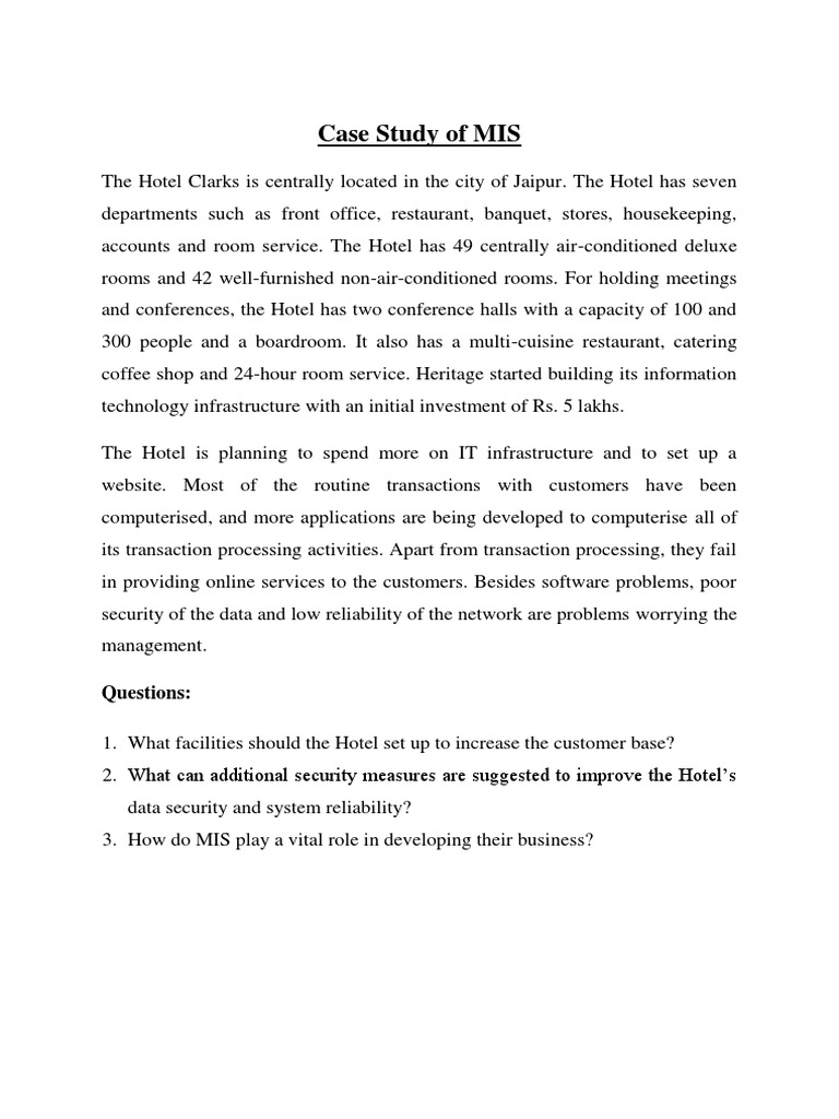 Case Study of MIS: Questions | PDF