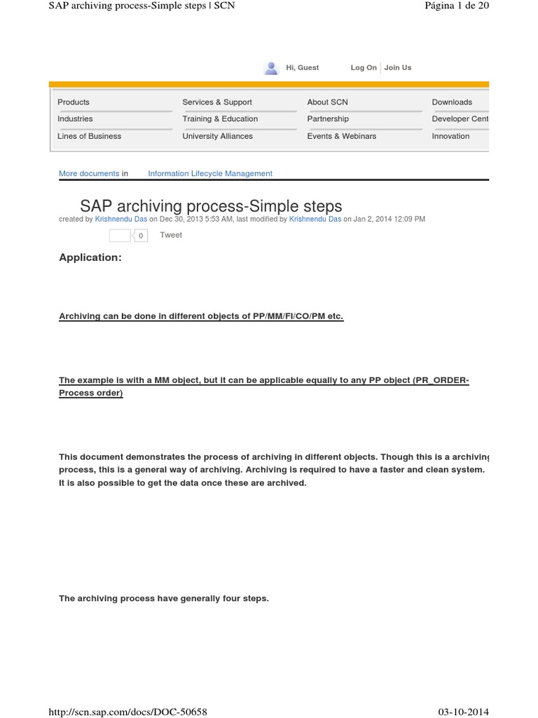 SAP Archiving Process-Simple Steps | PDF | Computer File | File System