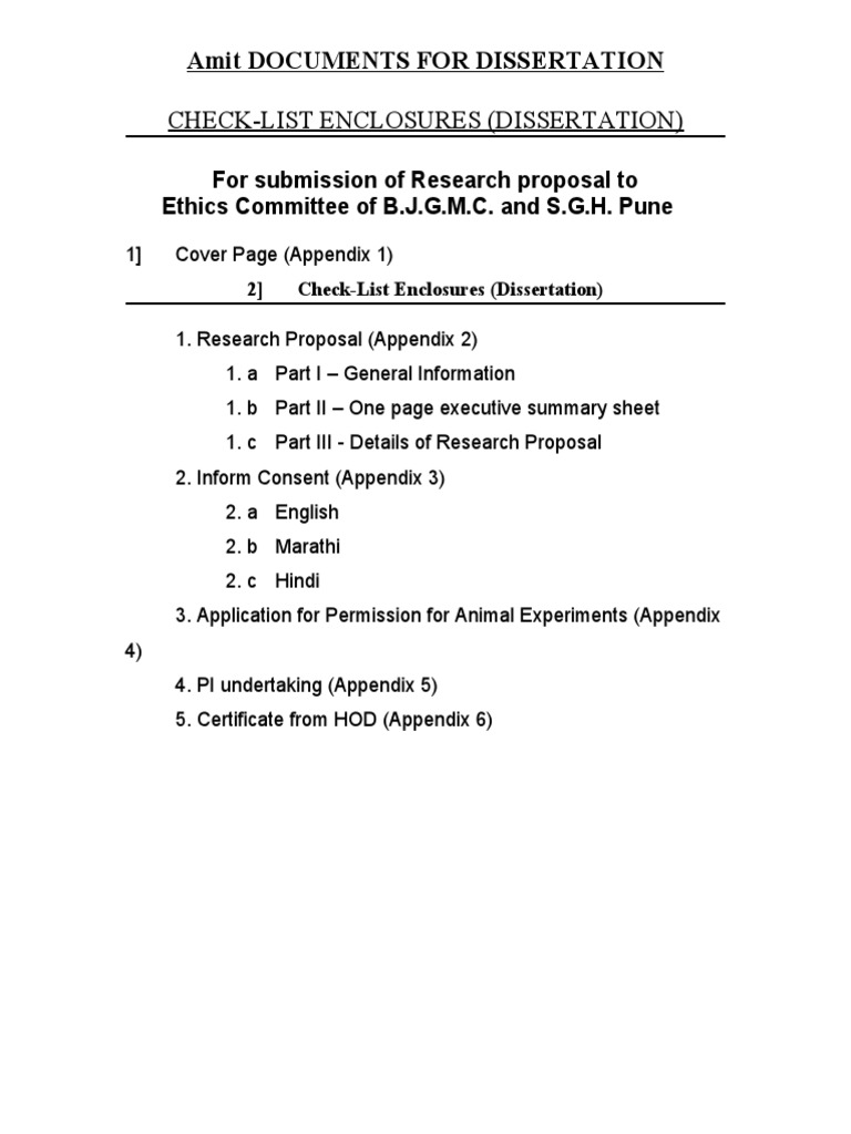 Check-List Enclosures (Dissertation) : Amit Documents For Dissertation ...